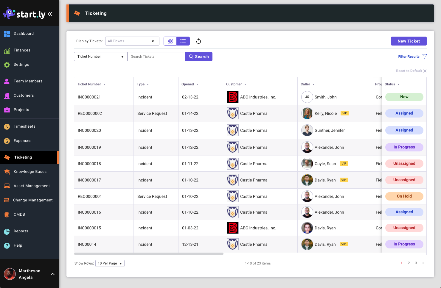 Ticket List | Startly Support